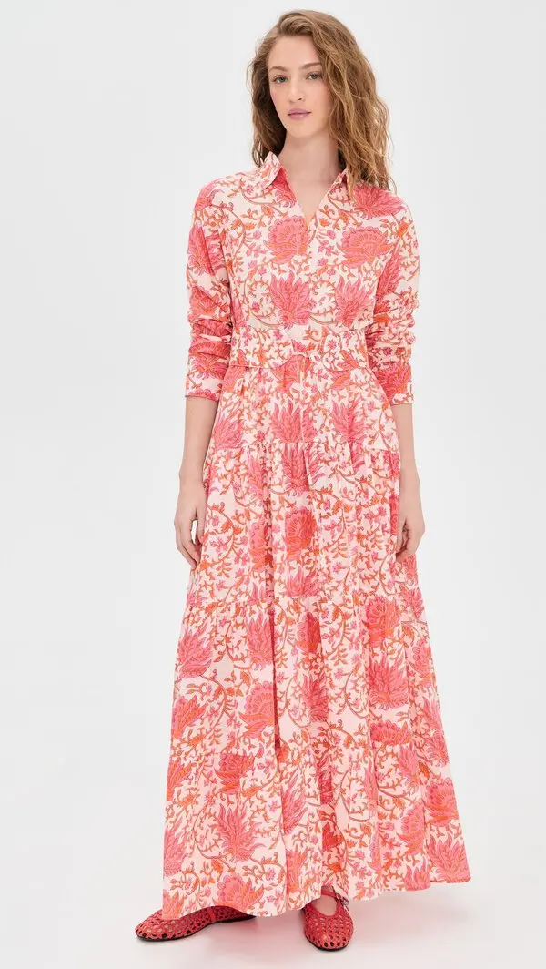 GUADALUPE DESIGN Meredith Floral Maxi Dress - Coral