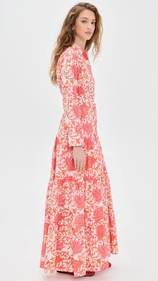GUADALUPE DESIGN Meredith Floral Maxi Dress - Coral