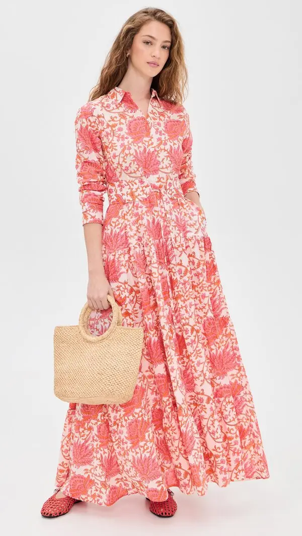 GUADALUPE DESIGN Meredith Floral Maxi Dress - Coral