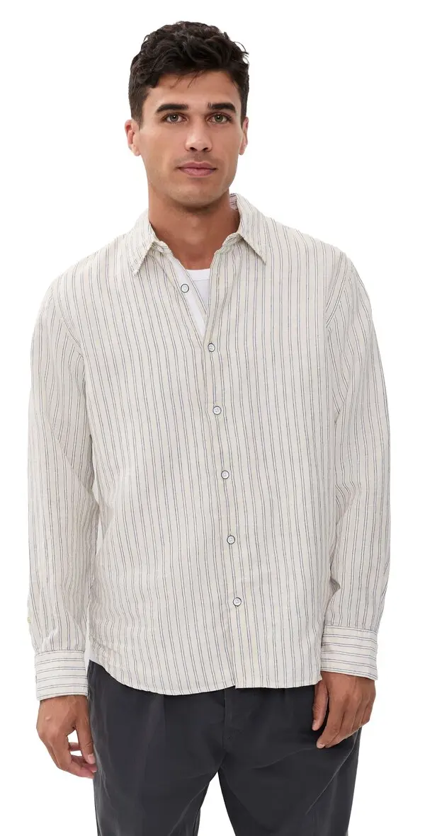 Rag & Bone Finch Long Sleeve Linen Stripe Shirt