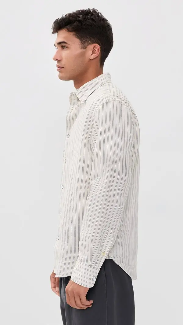 Rag & Bone Finch Long Sleeve Linen Stripe Shirt