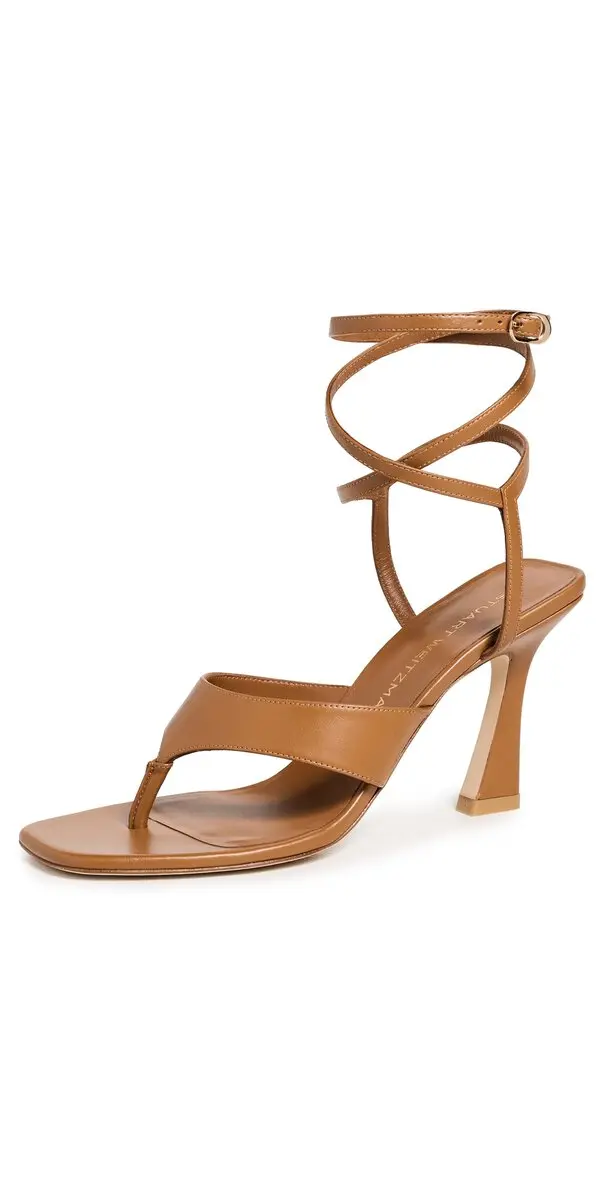 STUART WEITZMAN Vinnie Wrap Thong 85 Sandals - Boho Tan