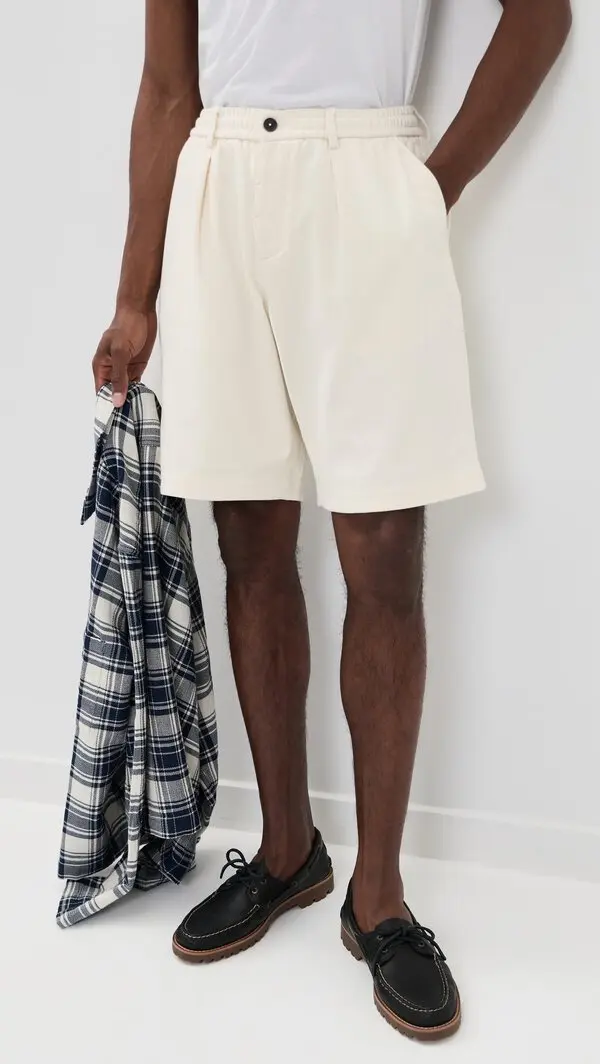 Universal Works Pleated Track Shorts - Ecru