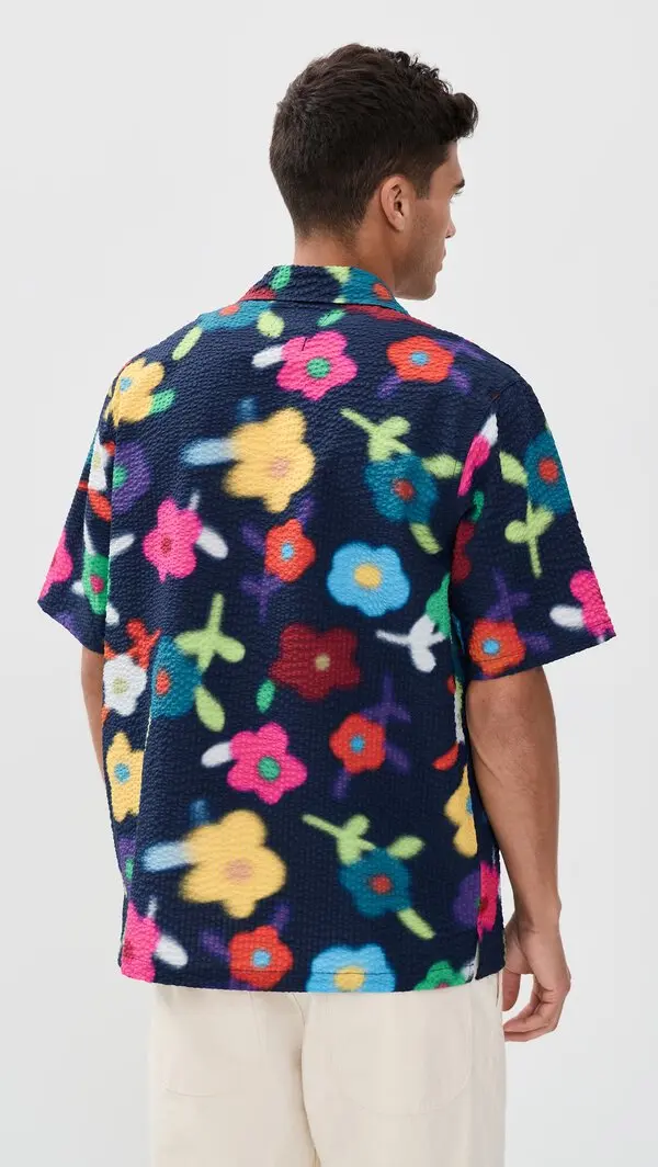 Howlin' Trippy Flowers Seersucker Printed Cocktail Shirt - Space