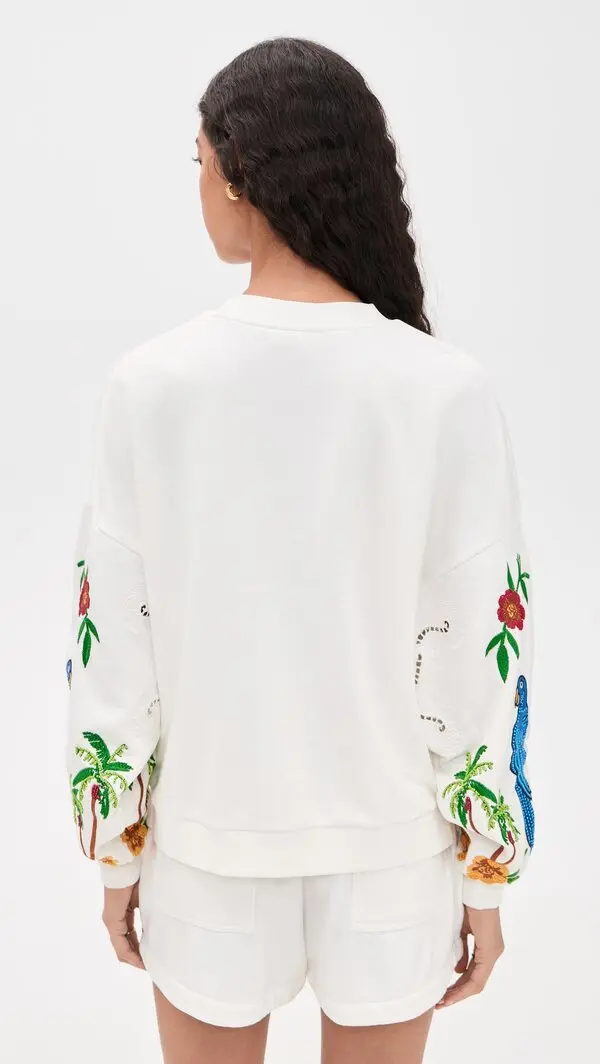 Farm Rio Embroidered French Terry Crewneck