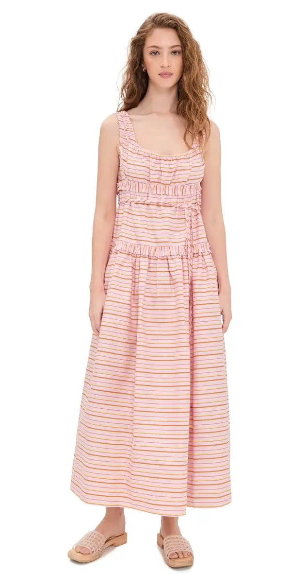LEE MATHEWS Marie Striped Maxi Dress - Pink Stripe