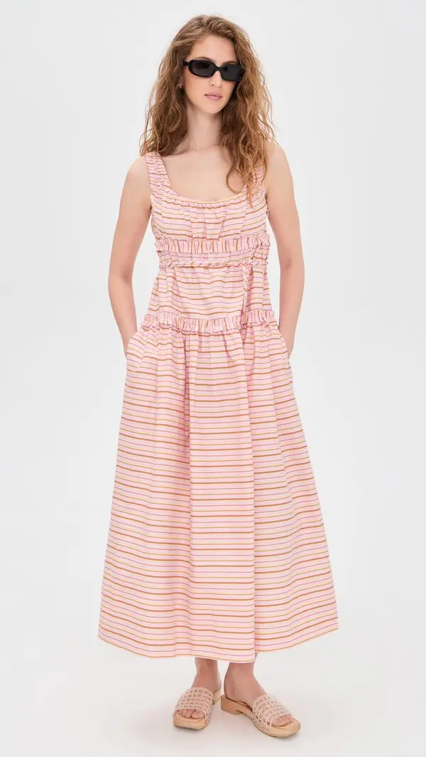 LEE MATHEWS Marie Striped Maxi Dress