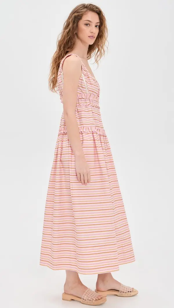LEE MATHEWS Marie Striped Maxi Dress