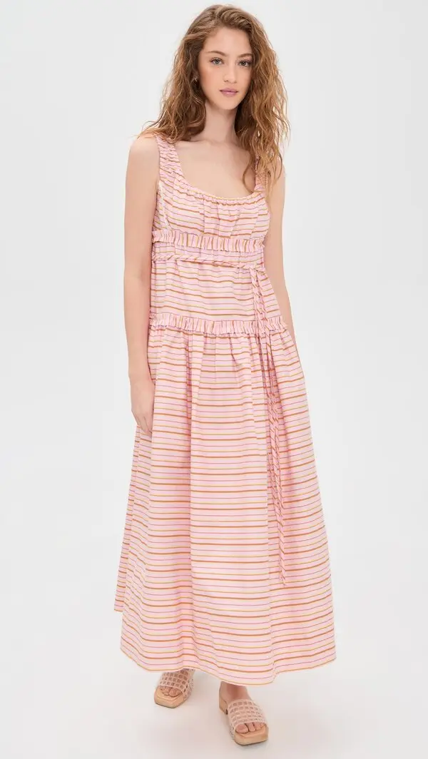 LEE MATHEWS Marie Striped Maxi Dress