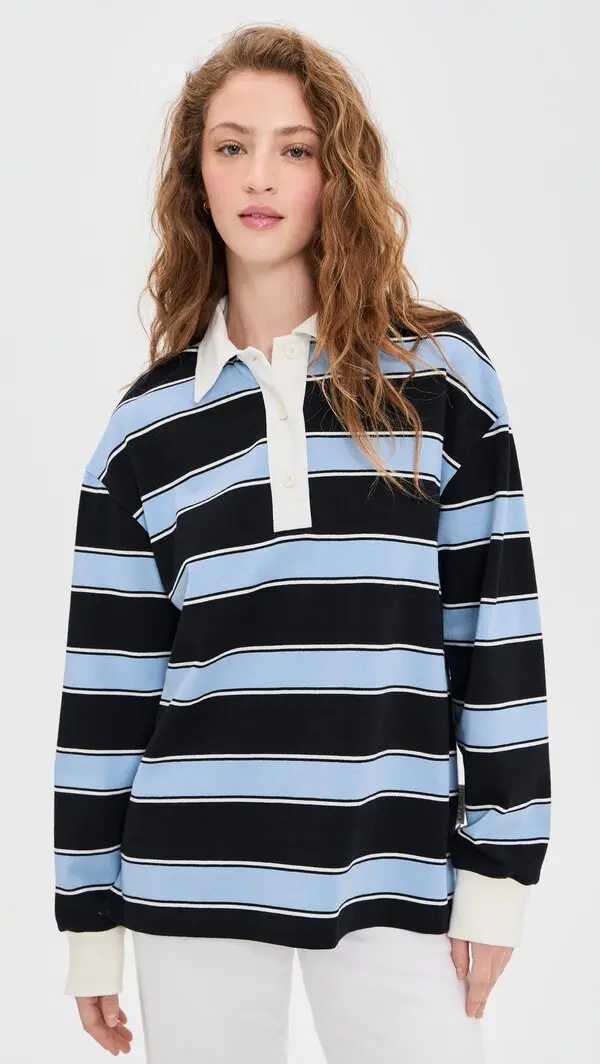 Closed Striped Rugby Shirt - Sky Blue