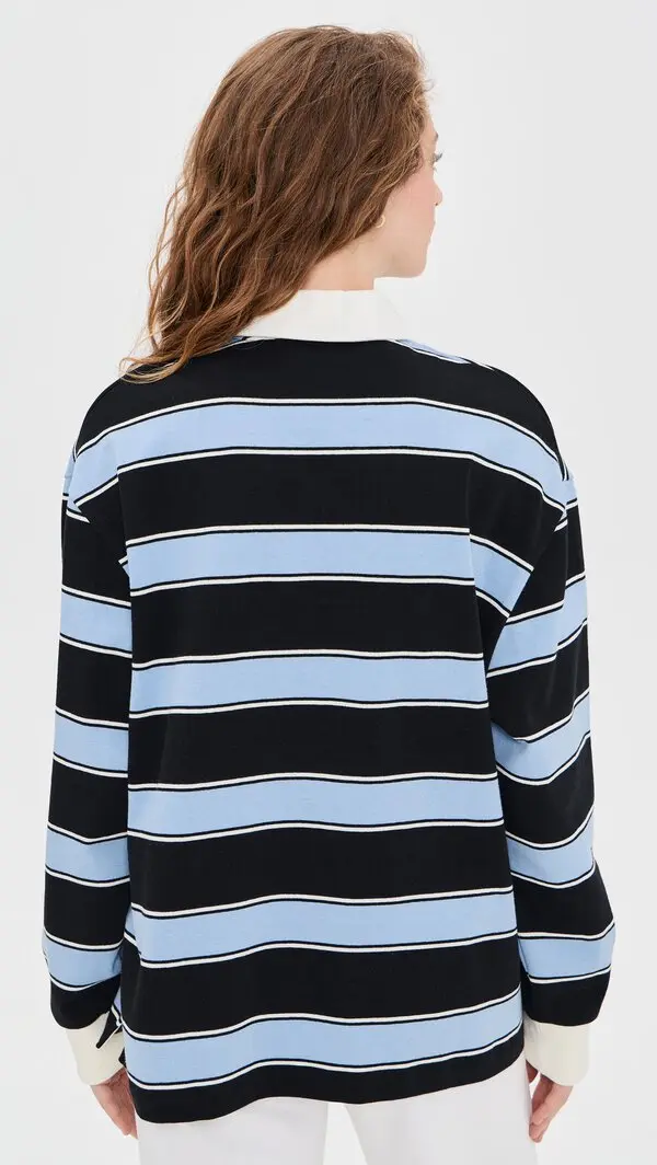 Closed Striped Rugby Shirt - Sky Blue