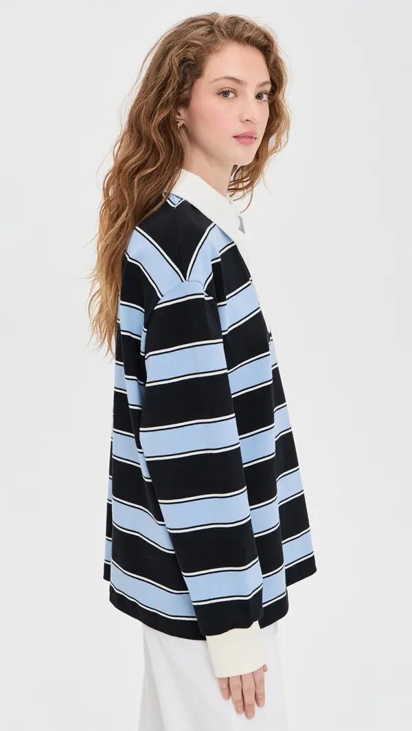 Closed Striped Rugby Shirt - Sky Blue