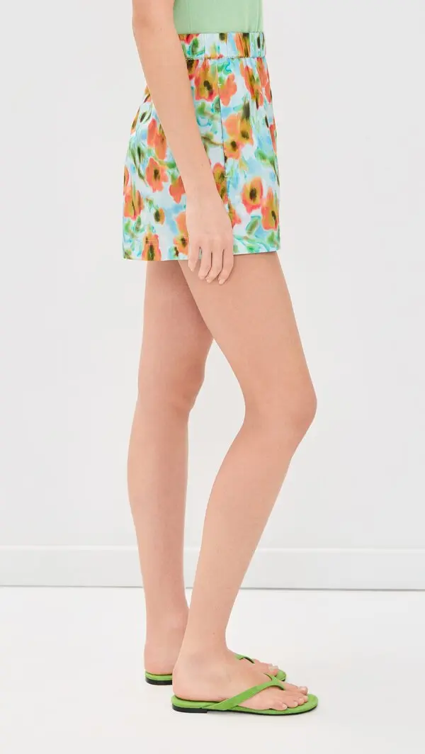 Tanya Taylor Fallon Floral Print Shorts - Powder Blue Multi