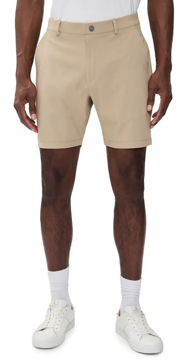 REDVANLY Varick Pull-on Performance Shorts - Bark