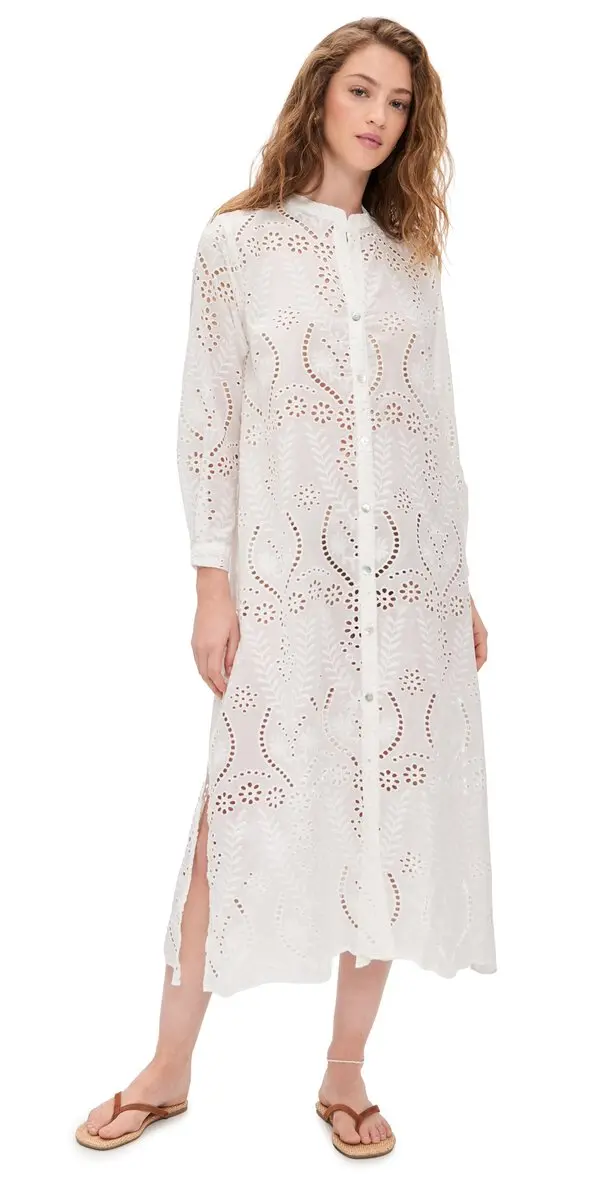 Natalie Martin Mb Eyelet Dress - Athena Embroidery Salt