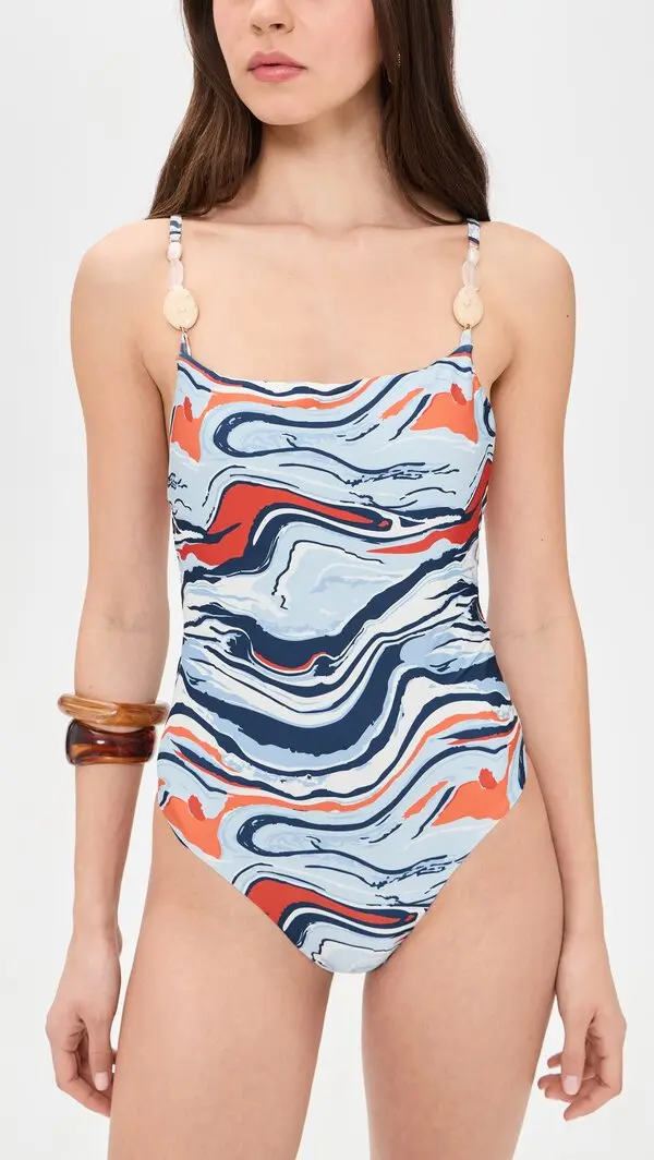 PALMACEA Nella One-piece Swimsuit With Abstract Print And Beaded Embellishments