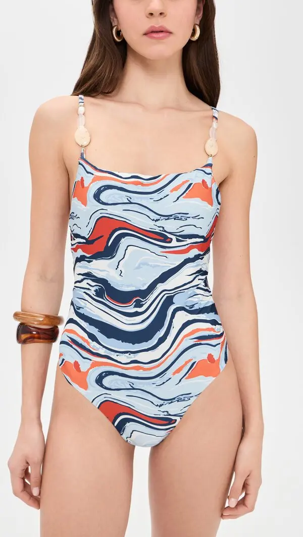PALMACEA Nella One-piece Swimsuit With Abstract Print And Beaded Embellishments