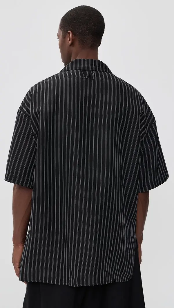 WILLY CHAVARRIA Camp Collar Shirt - White/black Stripe