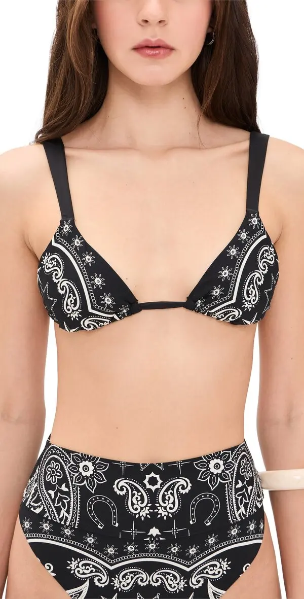 Beach Riot Saige Bikini Top - Bandana Black