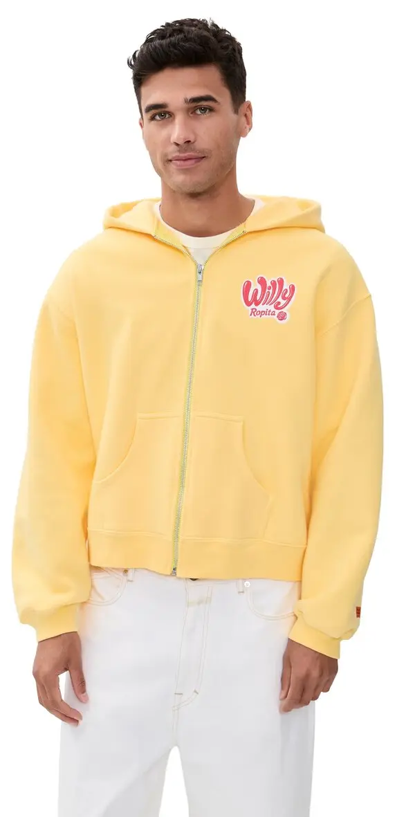 WILLY CHAVARRIA Ropita Shrunken Zip Hoodie - Butter