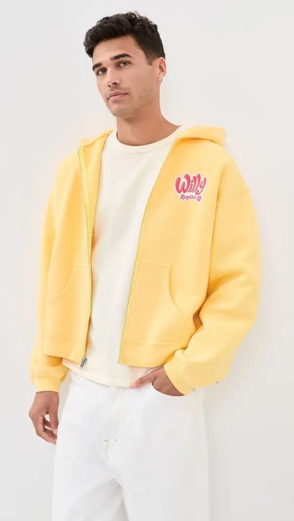 WILLY CHAVARRIA Ropita Shrunken Zip Hoodie - Butter