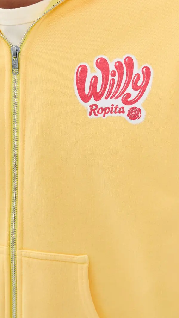 WILLY CHAVARRIA Ropita Shrunken Zip Hoodie - Butter