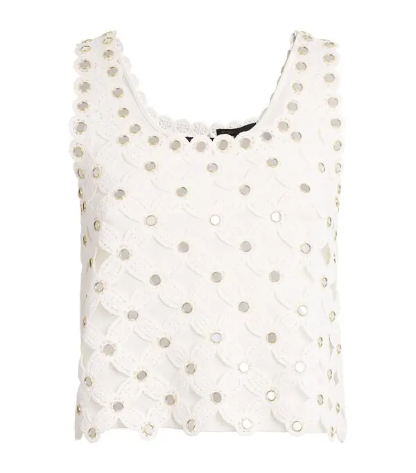 Maje Mirror-detail Crochet Tank Top - White