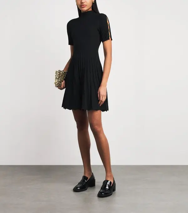 Maje High-neck Rib-knit Mini Dress