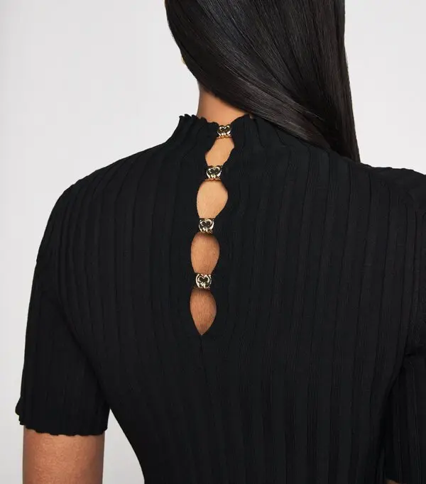 Maje High-neck Rib-knit Mini Dress