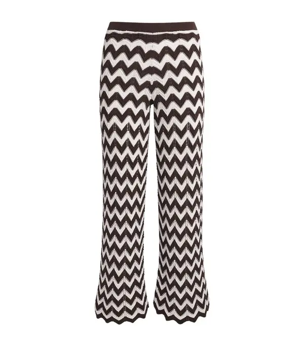 Maje Cotton Crochet Zigzag Trousers - Brown