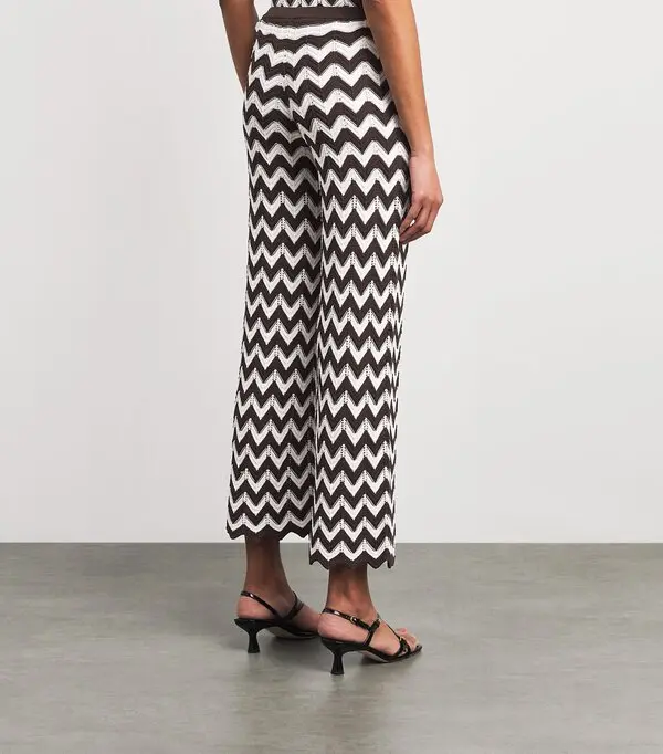 Maje Cotton Crochet Zigzag Trousers - Brown
