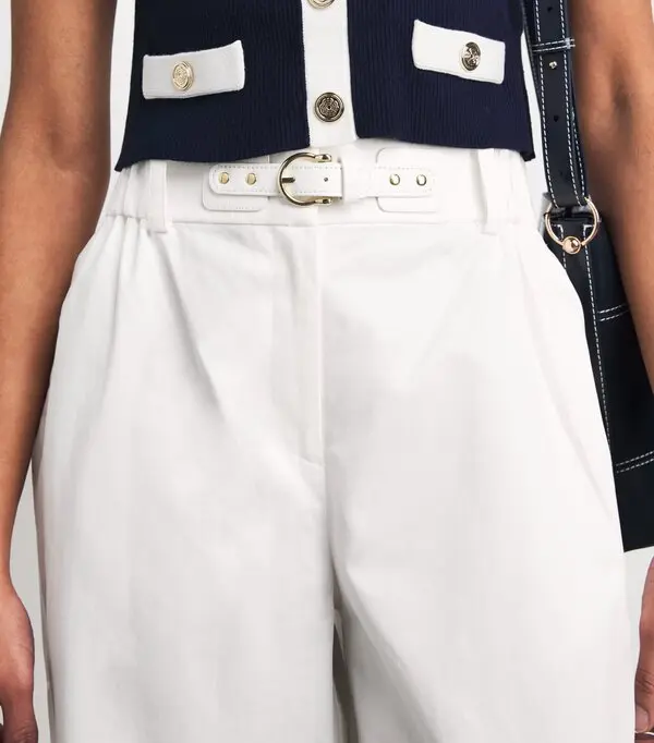 Maje Cotton Belted Trousers - White