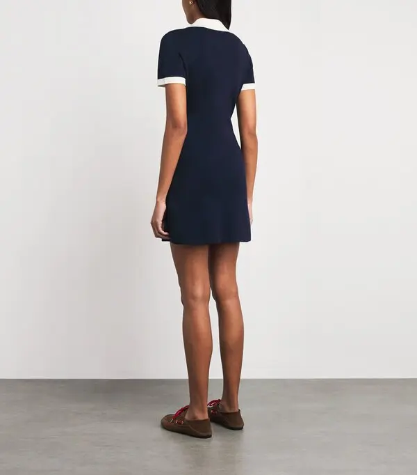Maje Cotton-blend Polo Mini Dress - Blue