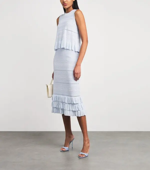 Maje Ruffled Pointelle Knit Top