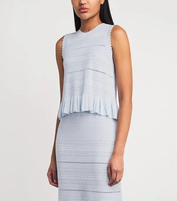 Maje Ruffled Pointelle Knit Top