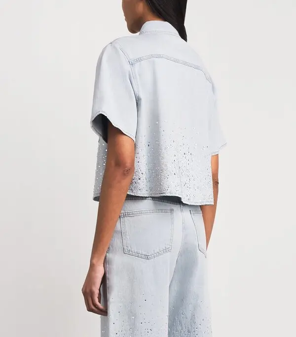 Maje Embellished Denim Shirt - Blue