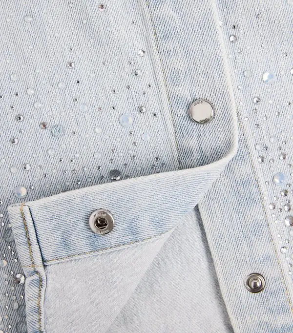 Maje Embellished Denim Shirt - Blue