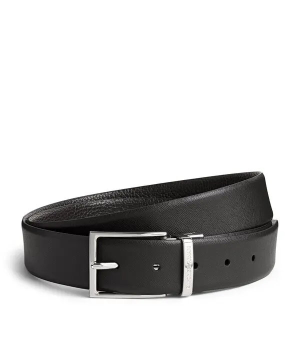 Emporio Armani Grained Leather Belt - Black