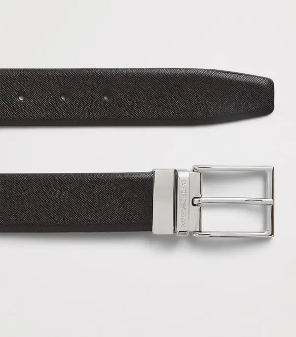 Emporio Armani Grained Leather Belt - Black
