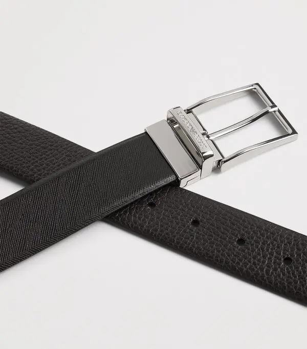 Emporio Armani Grained Leather Belt - Black