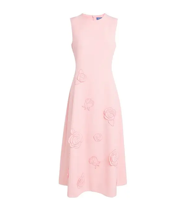 LEO LIN Rose-detail Cleo Midi Dress - Pink