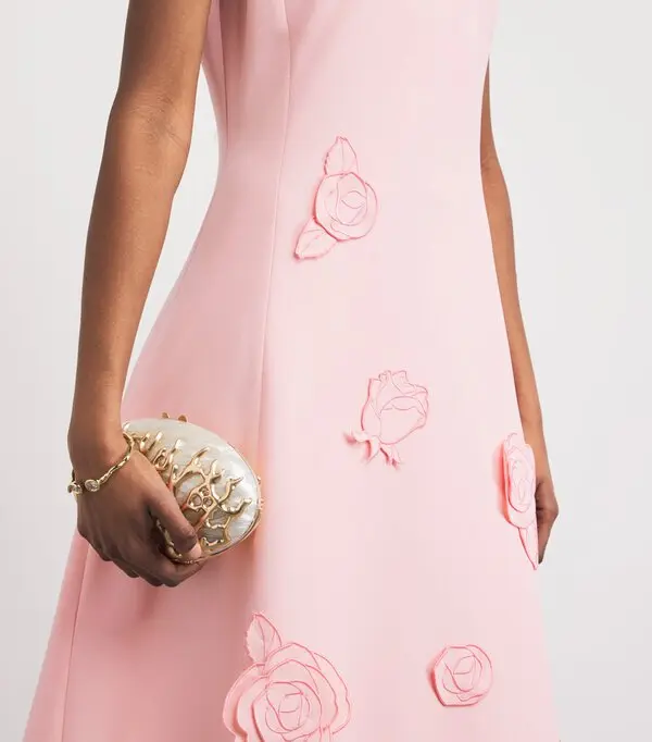 LEO LIN Rose-detail Cleo Midi Dress - Pink