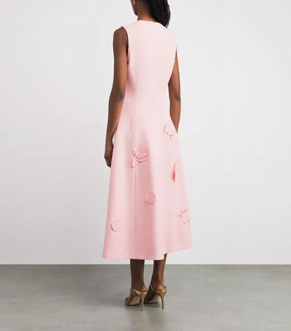LEO LIN Rose-detail Cleo Midi Dress - Pink
