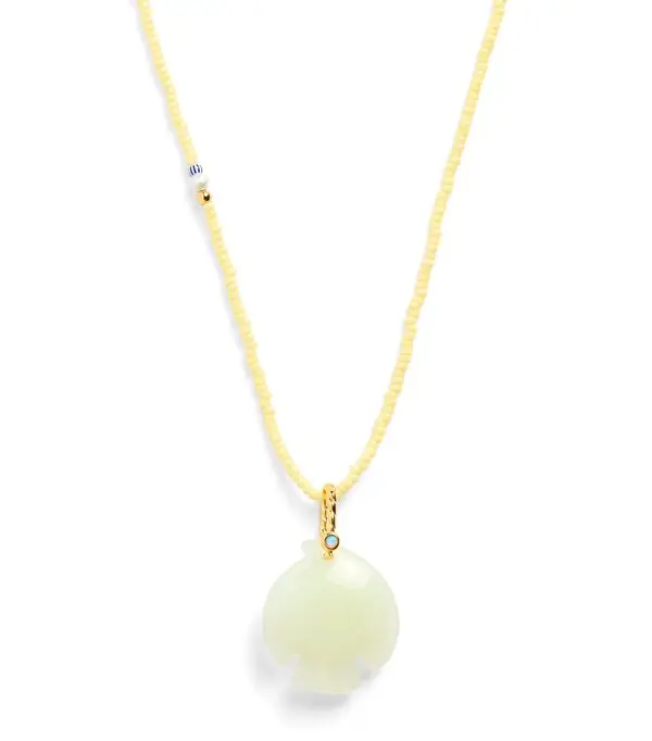 Anni Lu Gold-plated Beaded Necklace With Jade Charm - Yellow