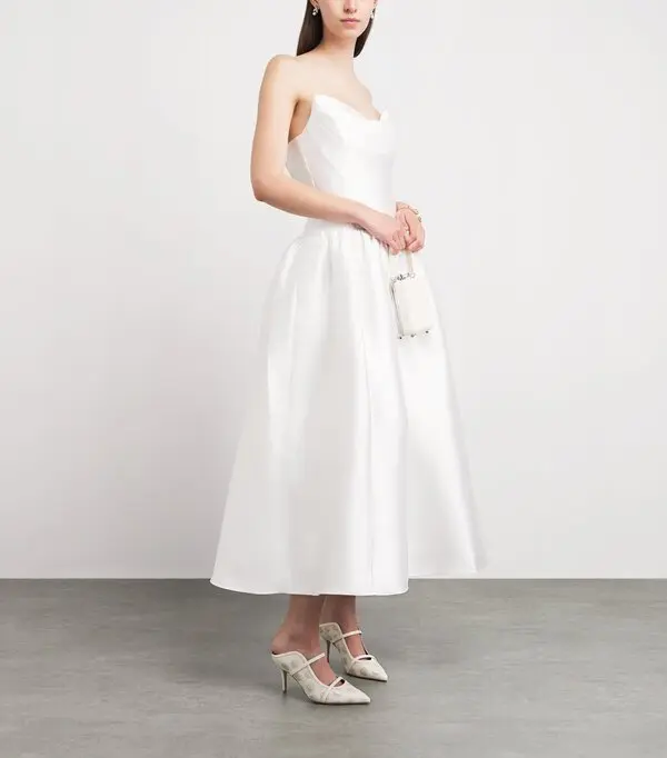 SELF-PORTRAIT Taffeta Strapless Midi Dress