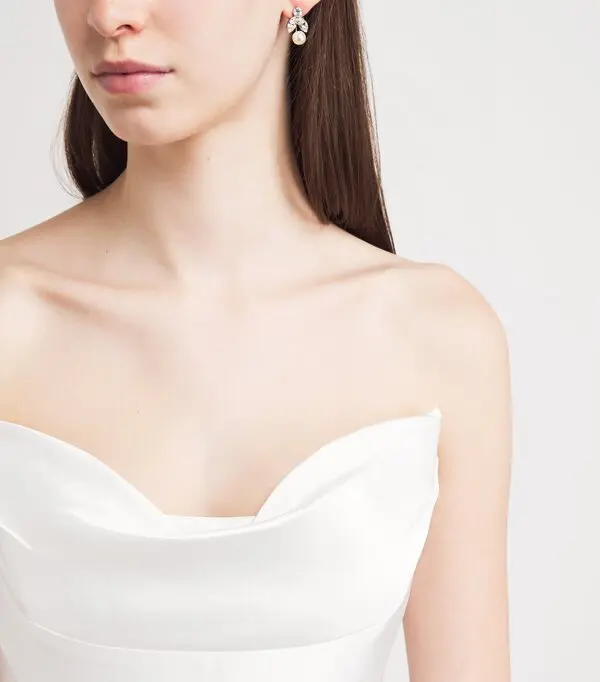 SELF-PORTRAIT Taffeta Strapless Midi Dress