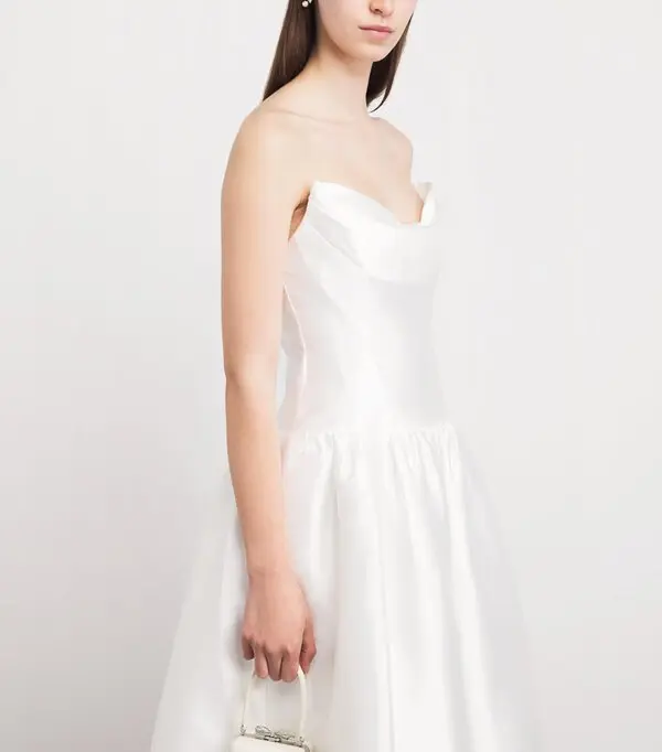SELF-PORTRAIT Taffeta Strapless Midi Dress