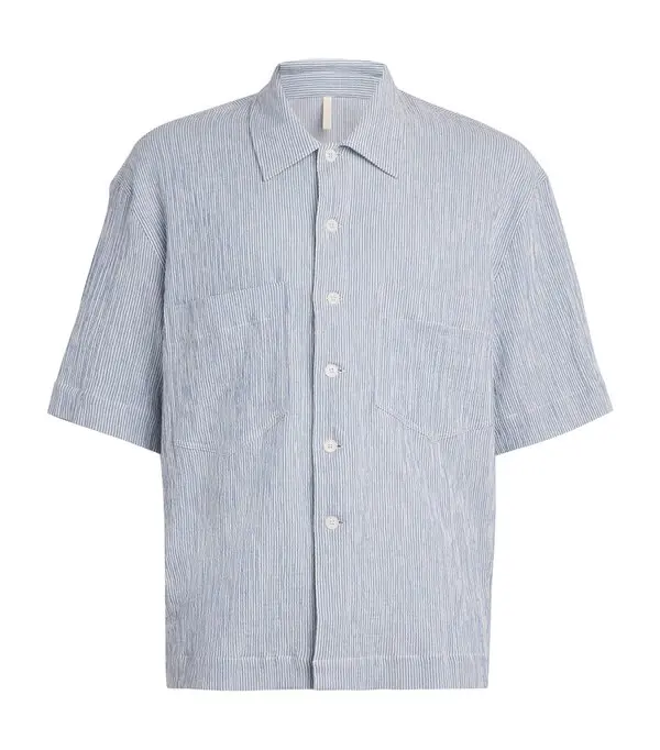 SUNFLOWER Cotton-blend Stripe Adam Shirt - Blue