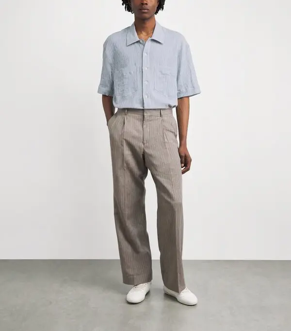 SUNFLOWER Cotton-blend Stripe Adam Shirt - Blue
