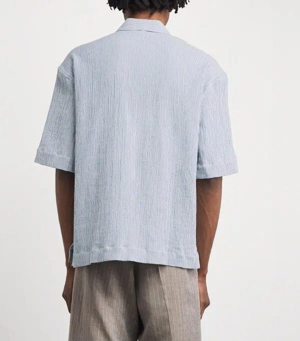SUNFLOWER Cotton-blend Stripe Adam Shirt - Blue
